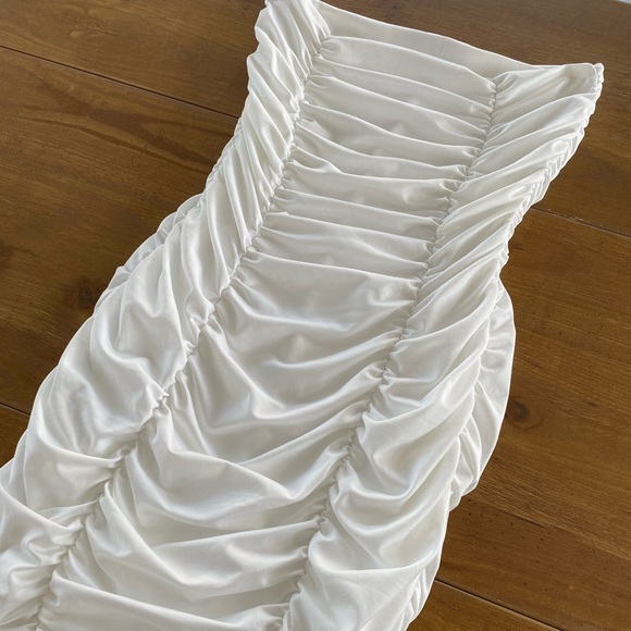 SHEIN | Dresses | Nwot Shein White Strapless Scrunch Sexy Dress | Poshmark